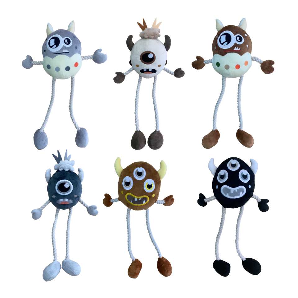 U-PETS OEM&ODM monster shaped squeaky plush toys dog chew toy set ...