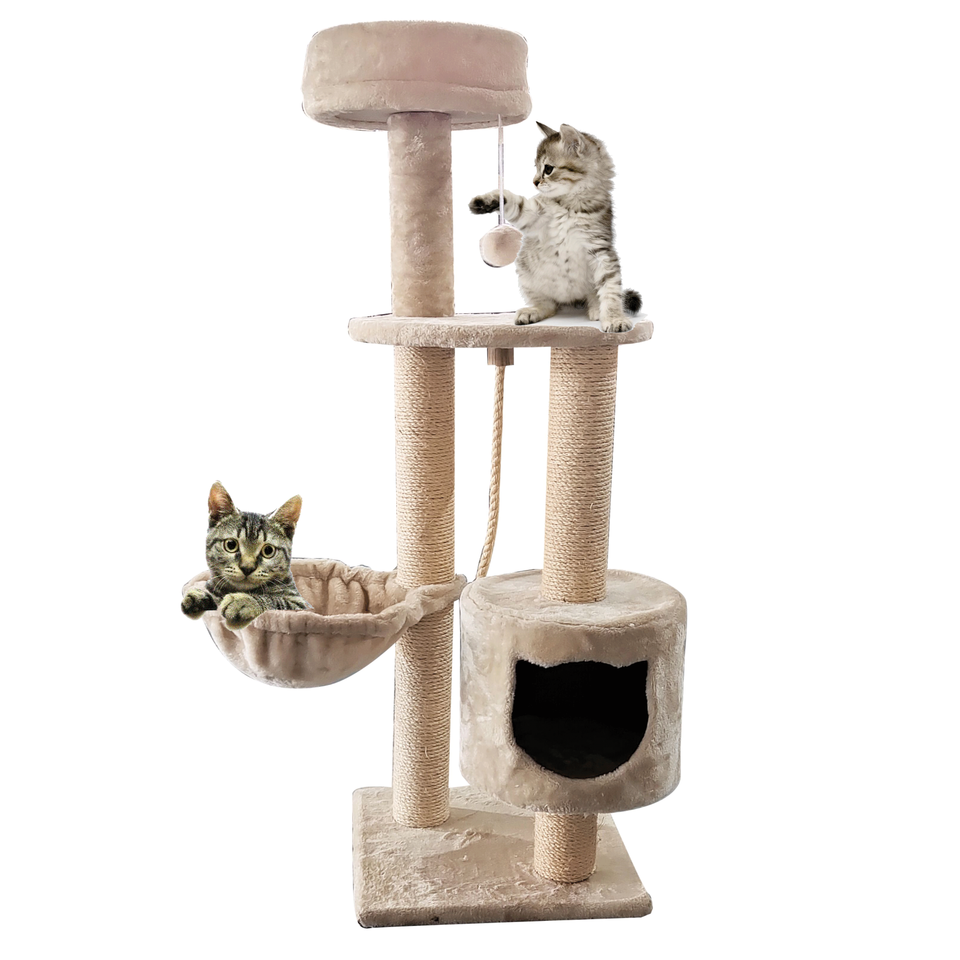 U-PETS Multi-Level Cat Tree Comfortable Luxury Wood Cat Tree Condo ...