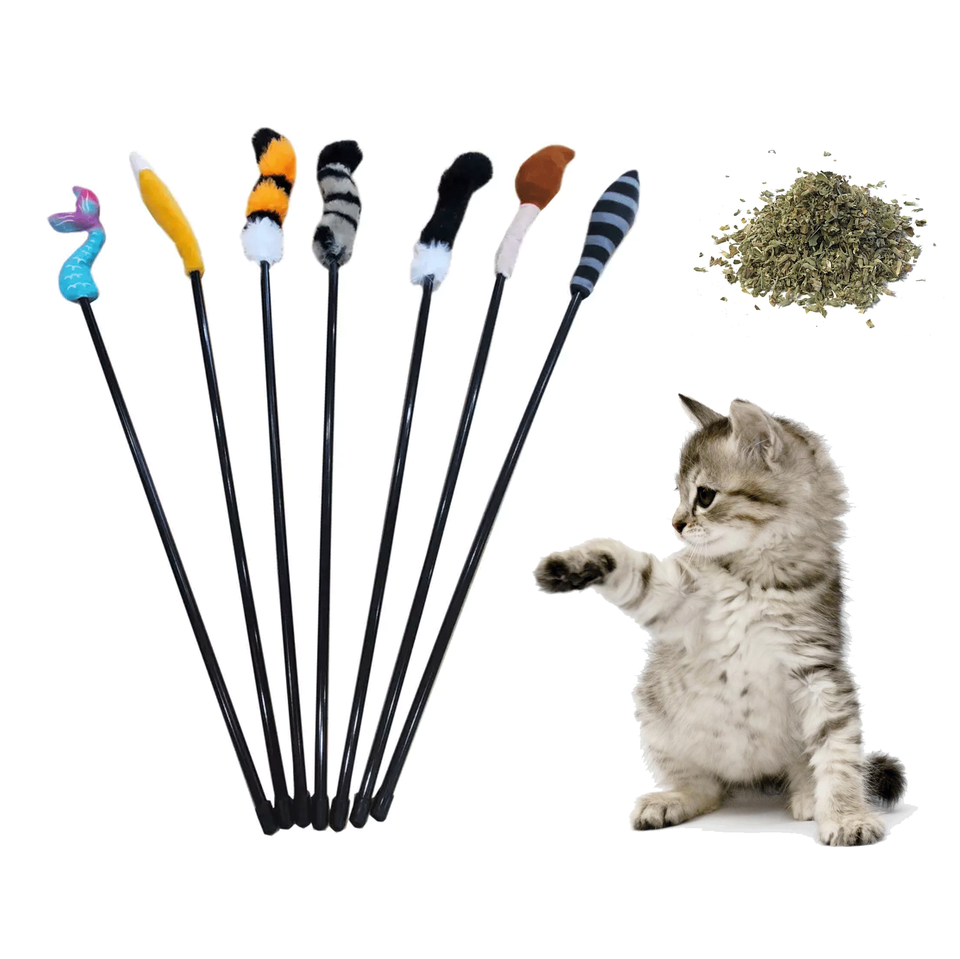 Cheap plush interactive cat toy wand long for indoor cats to play chase ...